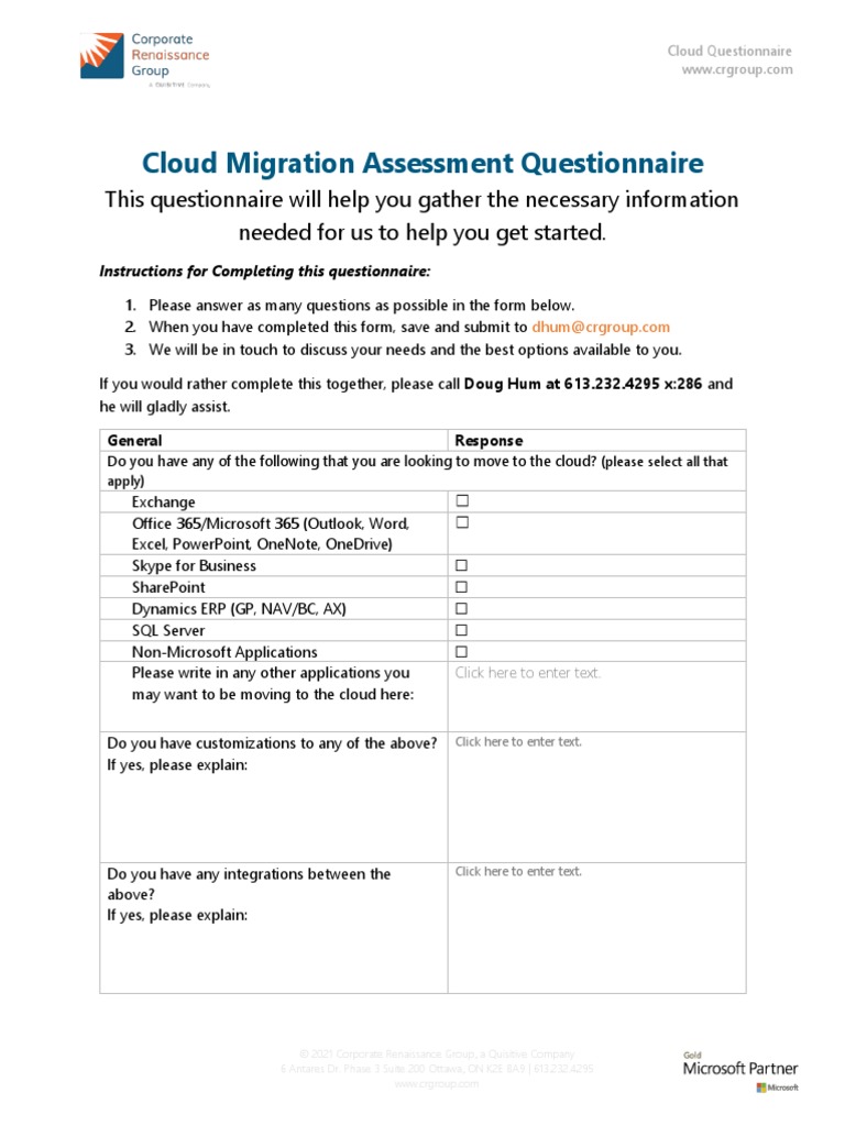 Cloud Questionnaire 2023 | PDF