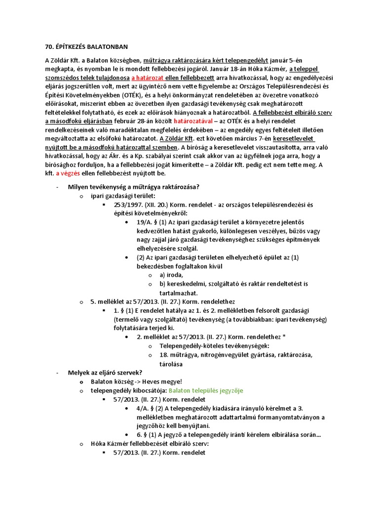 ELTE Közigazgatási Jog 3 - Jogesetmegoldó Verseny Jogesetmegoldása | PDF