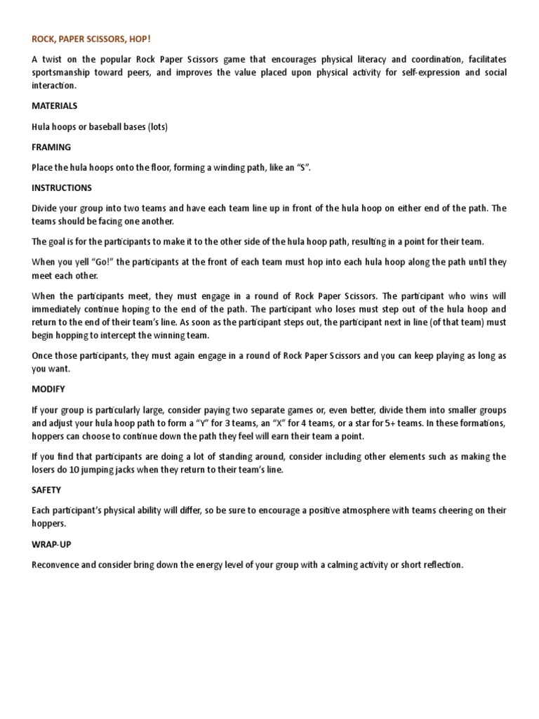 Rock Paper Scissors Hop | PDF