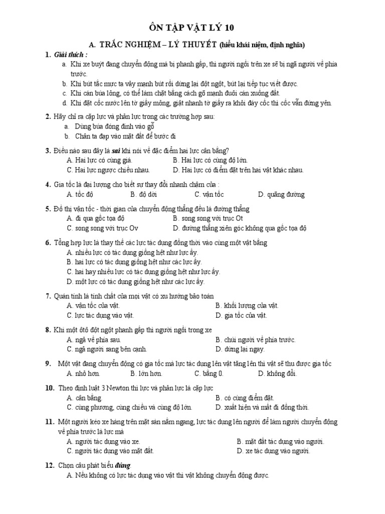 22-23-HK1-Vật-lý-Lớp-10-ÔN-TẬP | PDF