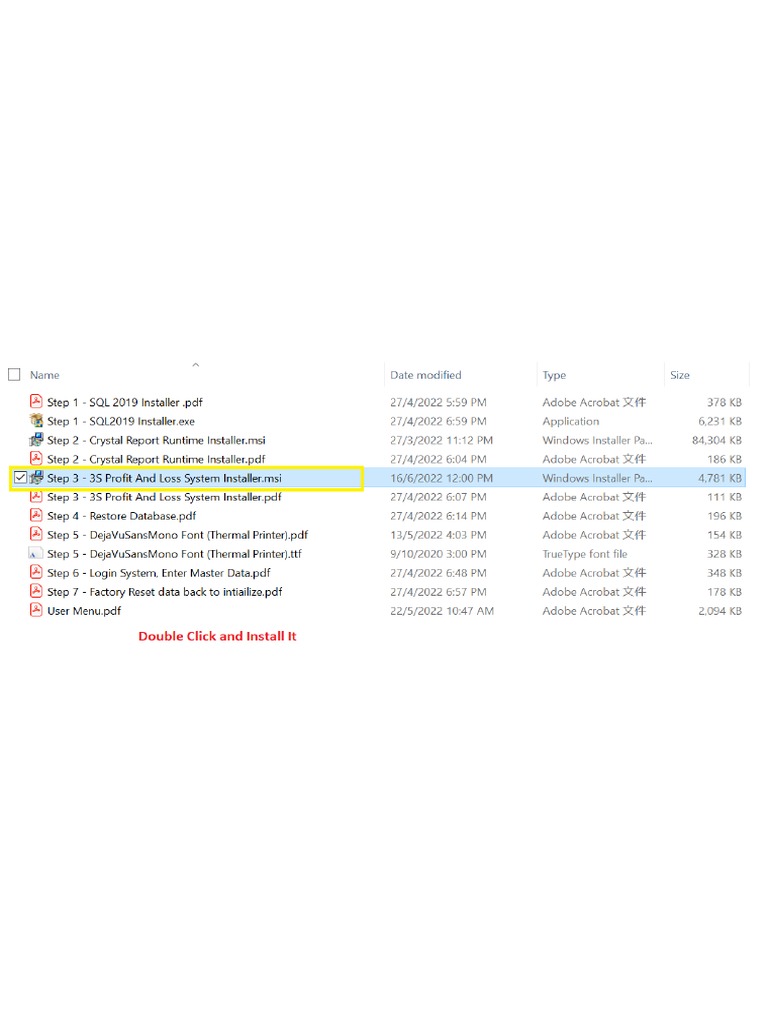 Step 3 - 3S Profit and Loss System Installer | PDF