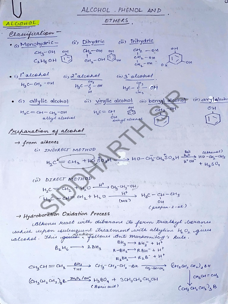 Alcohols, Phenols and Ethers | PDF | Ether | Chemical Reactions