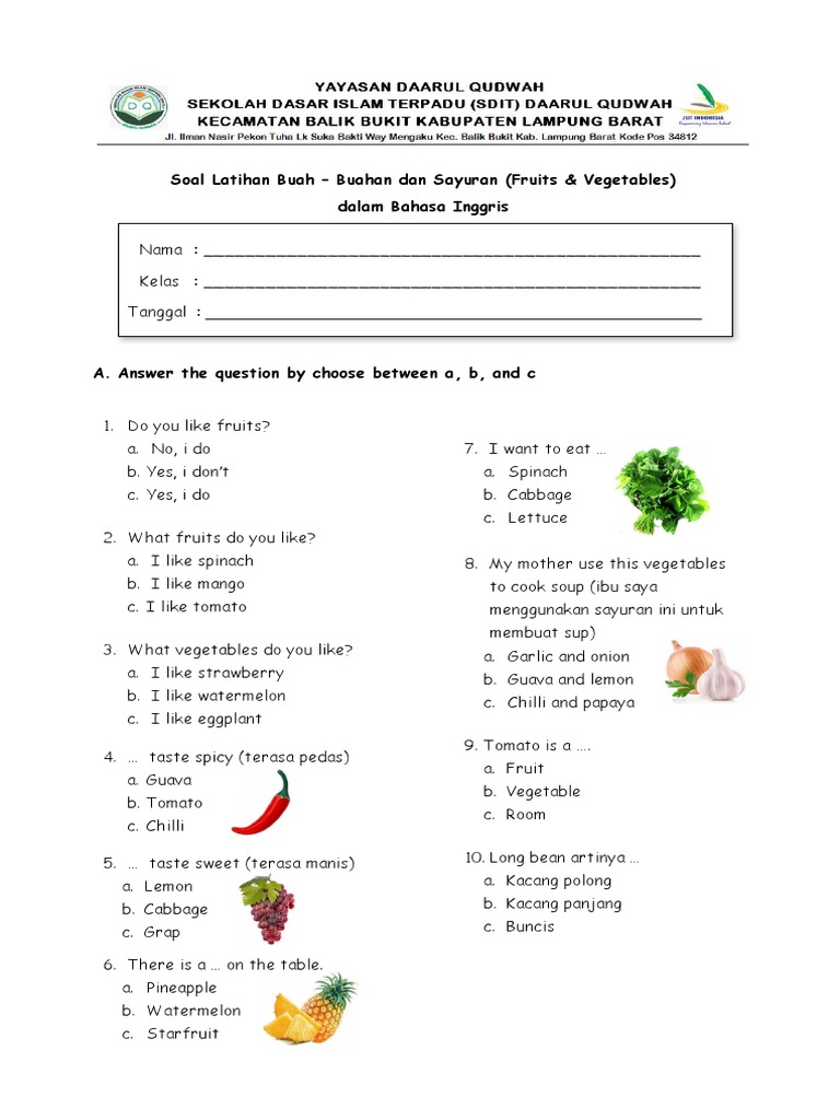 Exercise Fruit & Vegetables | PDF