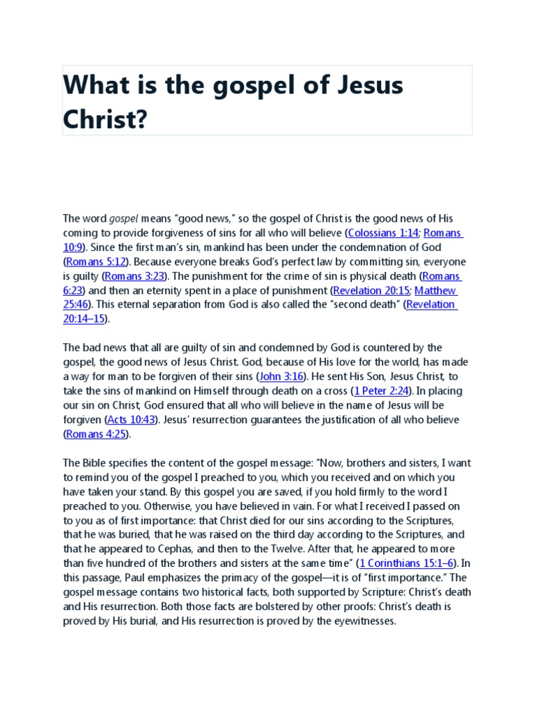 What Is The Gospel of Jesus Christ | PDF | The Gospel | Jesus