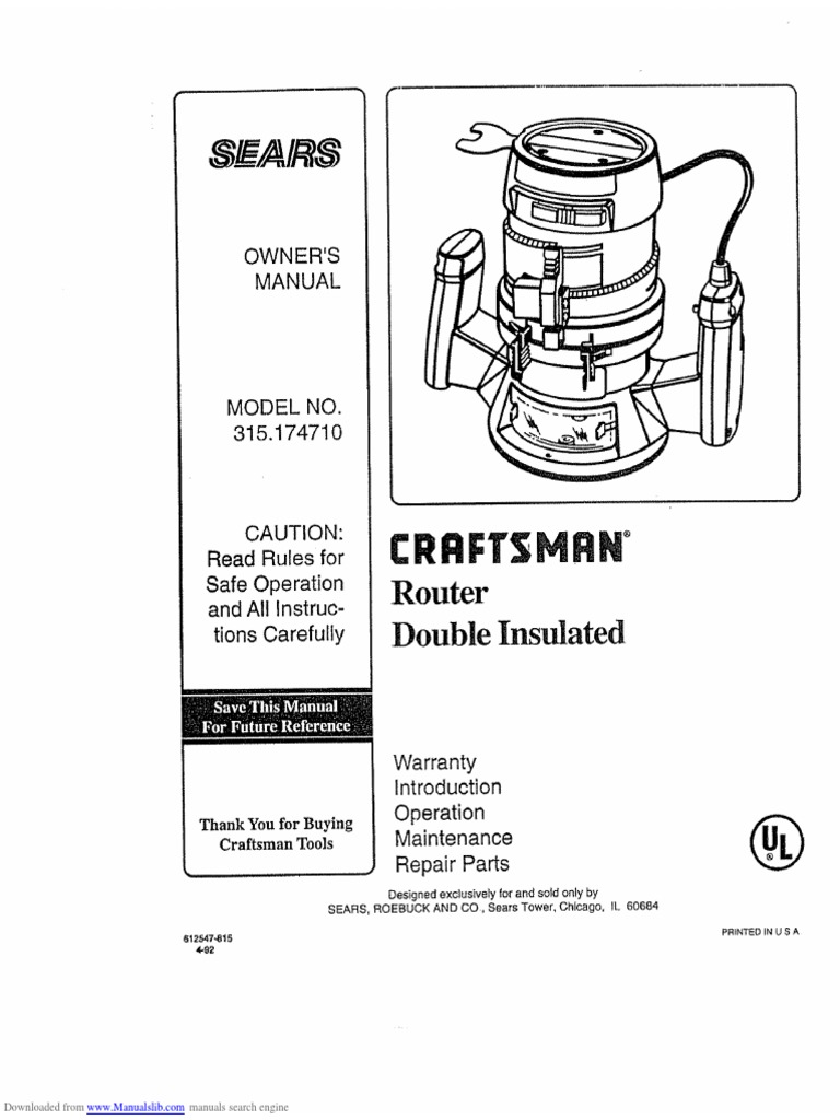 SearsCraftsman_Router_315174710_owners_manual | PDF
