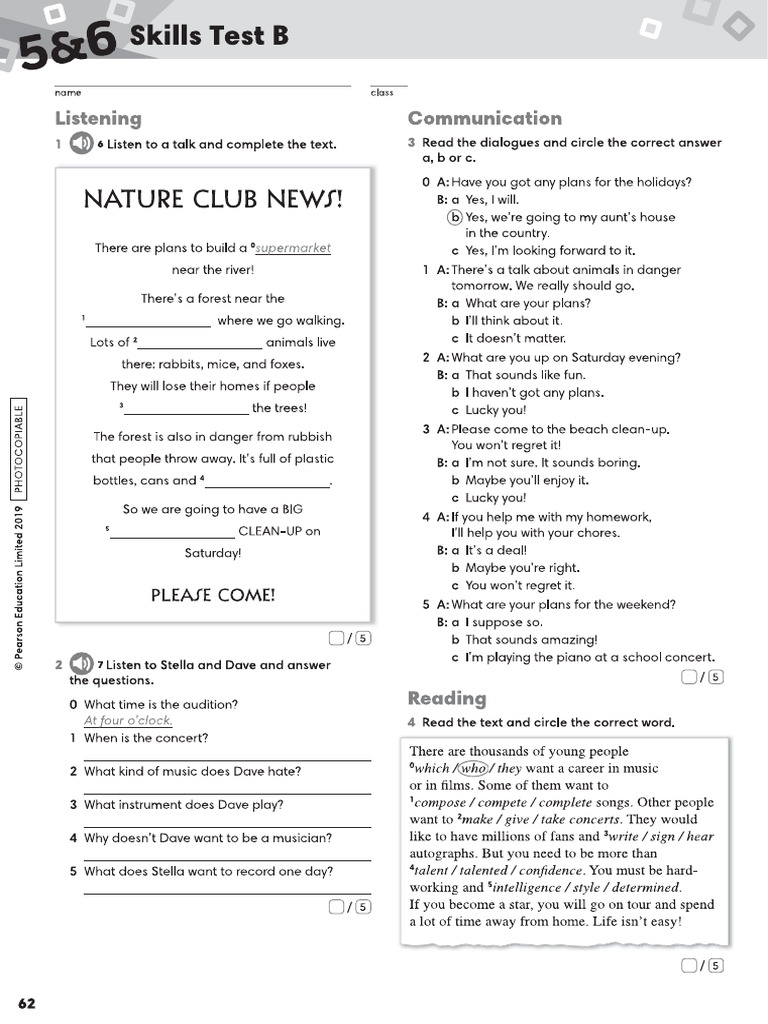 Skills Tests 5-6 B | PDF