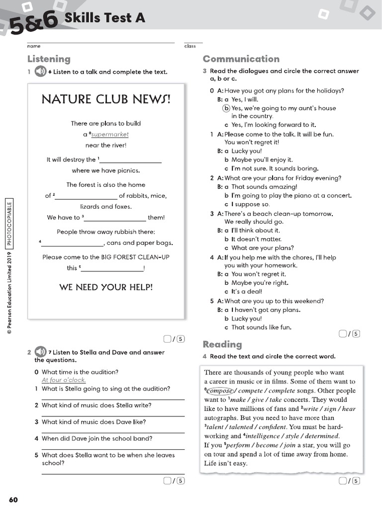 Skills Tests 5-6 A | PDF