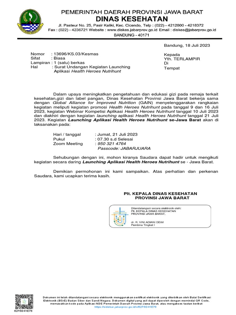18 7 2023 Surat Undangan Hybrid Launching Aplikas 230719 092241 | PDF