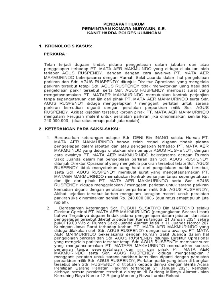 Pendapat Hukum Komara 1 | PDF