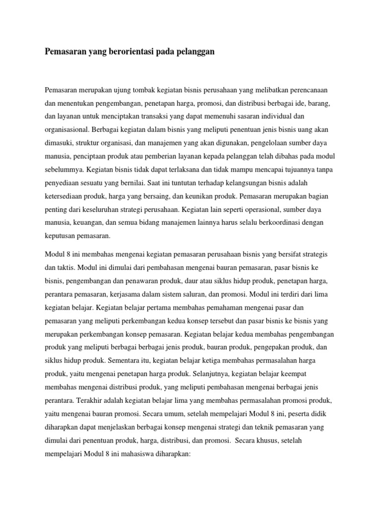 Pemasaran Yang Berorientasi Pada Pelanggan | PDF | Karier & Perkembangan
