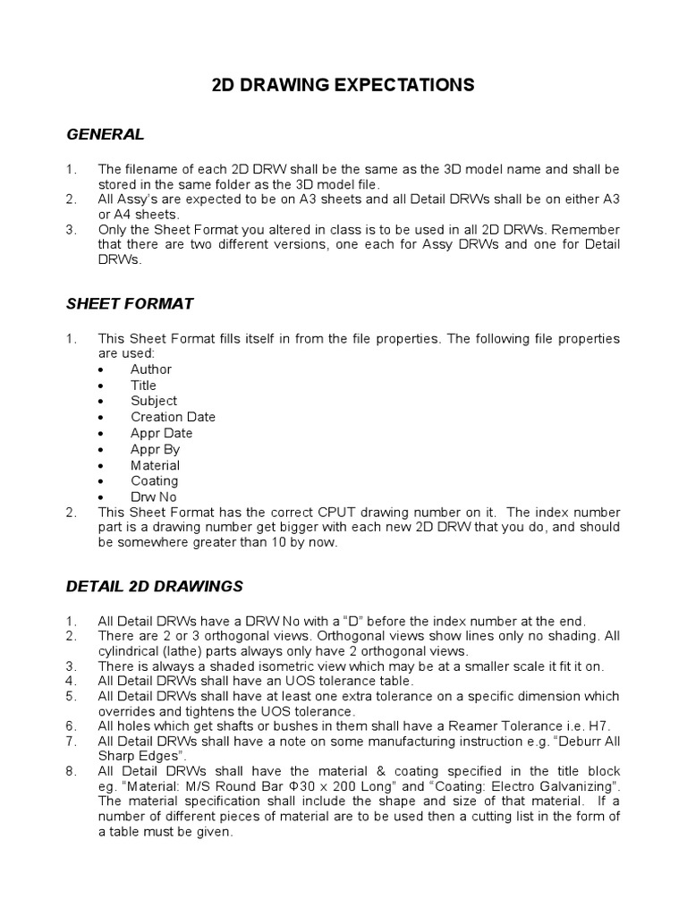 Lesson 14 2D Detail Drawing Expectations (1) | PDF | Machining ...