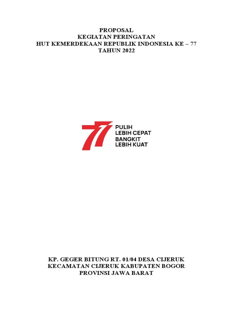 Contoh Proposal 17 Agustus Tingkat RT | PDF
