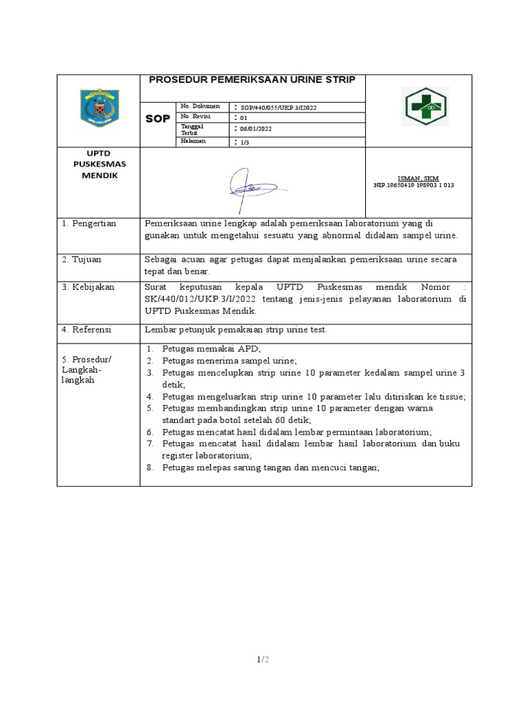 SOP Urin Protein | PDF