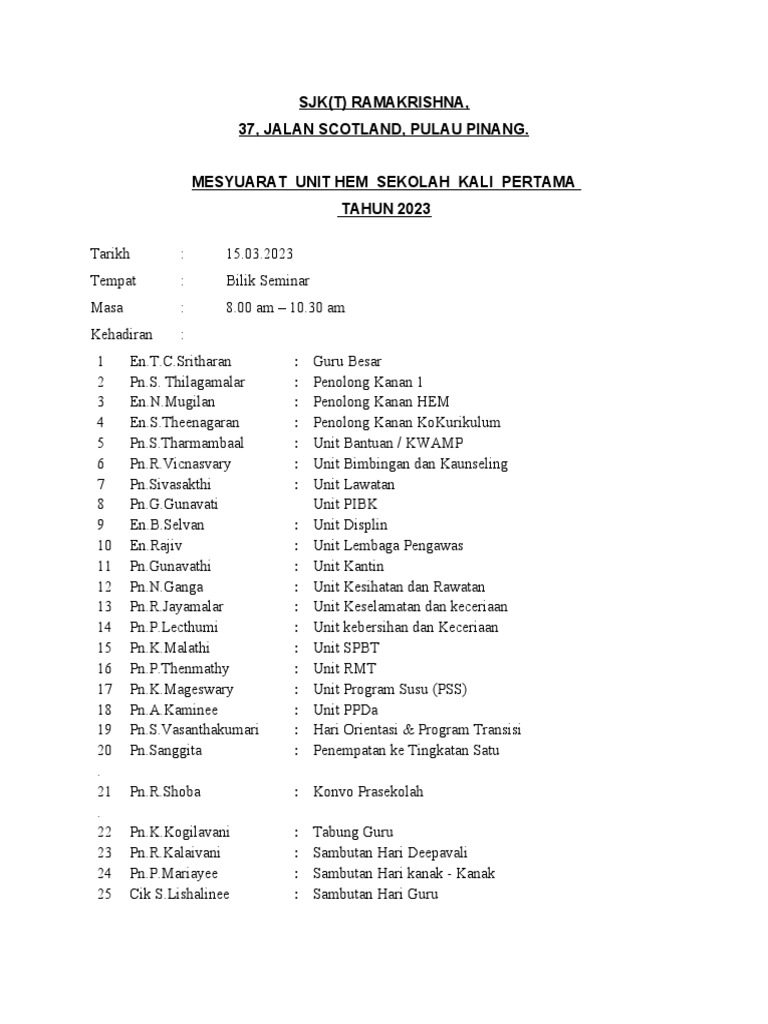 Minit Mesyuarat 1 2023 | PDF | Karier & Perkembangan | Kesehatan Holistik