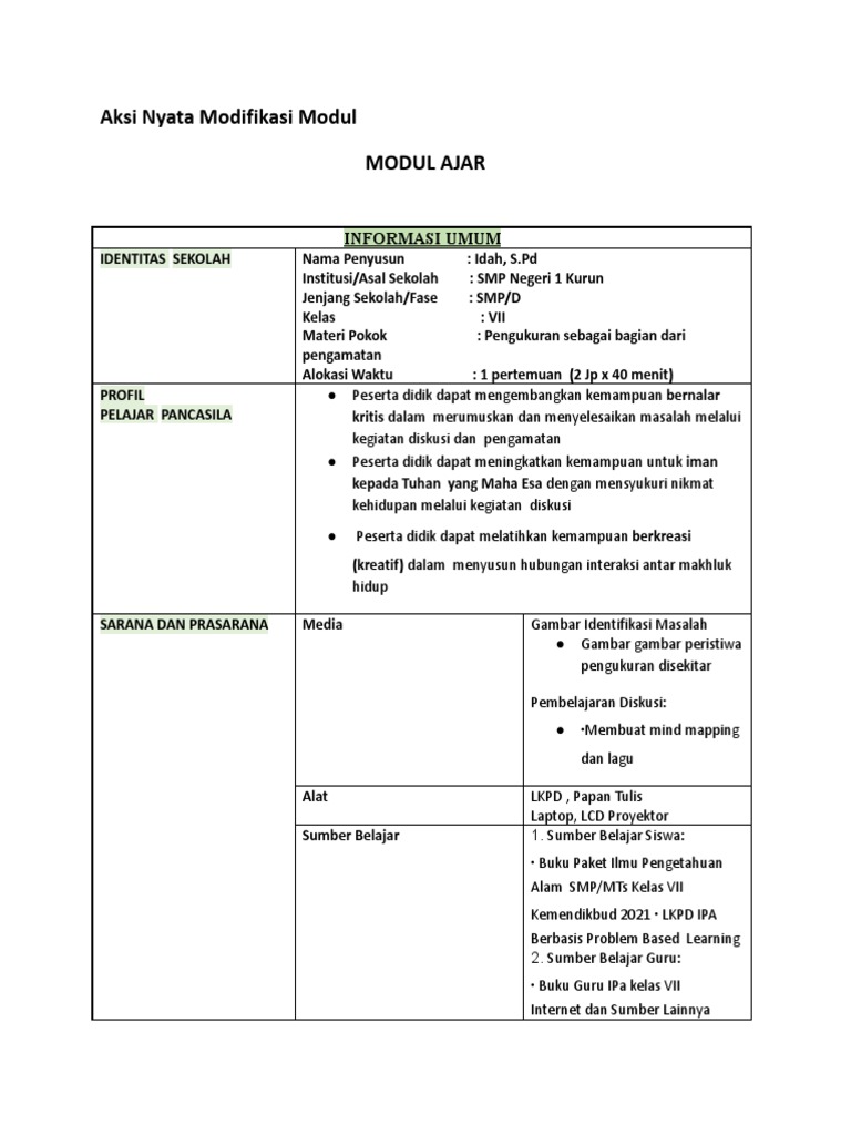 3888 - Aksi Nyata Modifikasi Modul Ajar | PDF