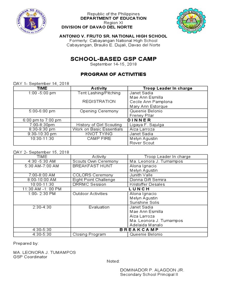 Program of Activities | PDF