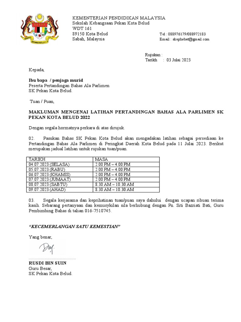 Surat Bahas - Latihan | PDF