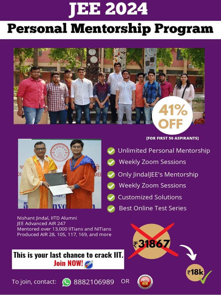 JEE 2024 Personal Mentorship Program | PDF