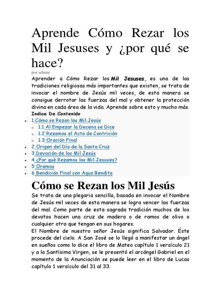 Aprende Cómo Rezar Los Mil Jesuses y | PDF