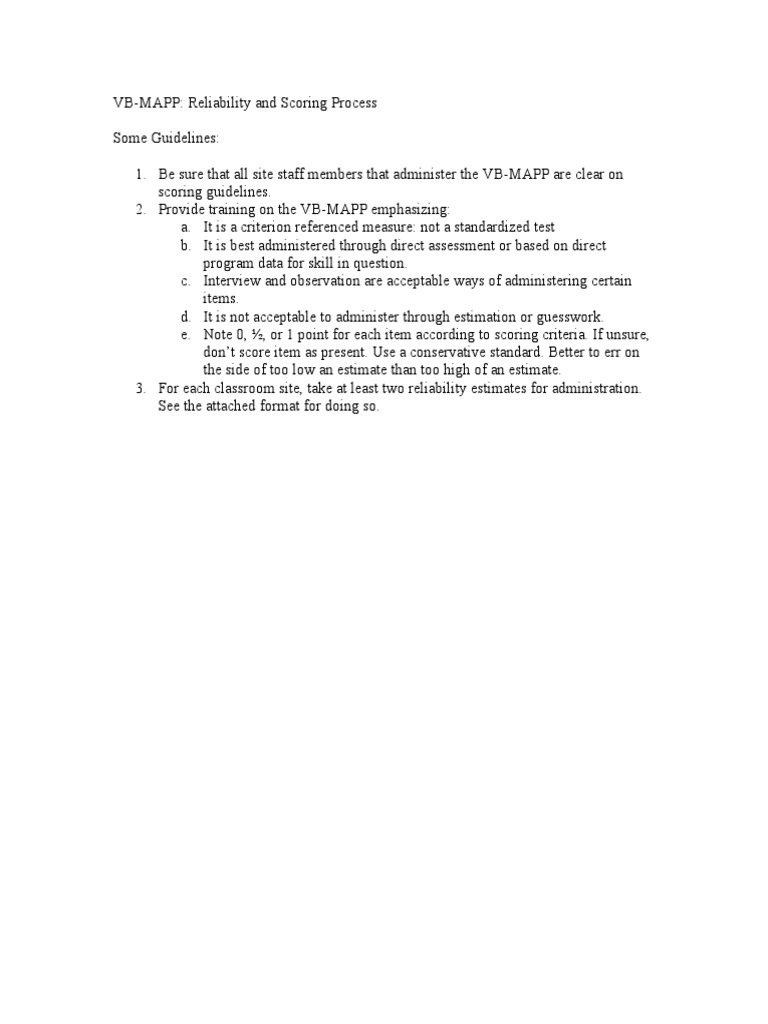 VB-MAPP Scoring Guidelines | PDF
