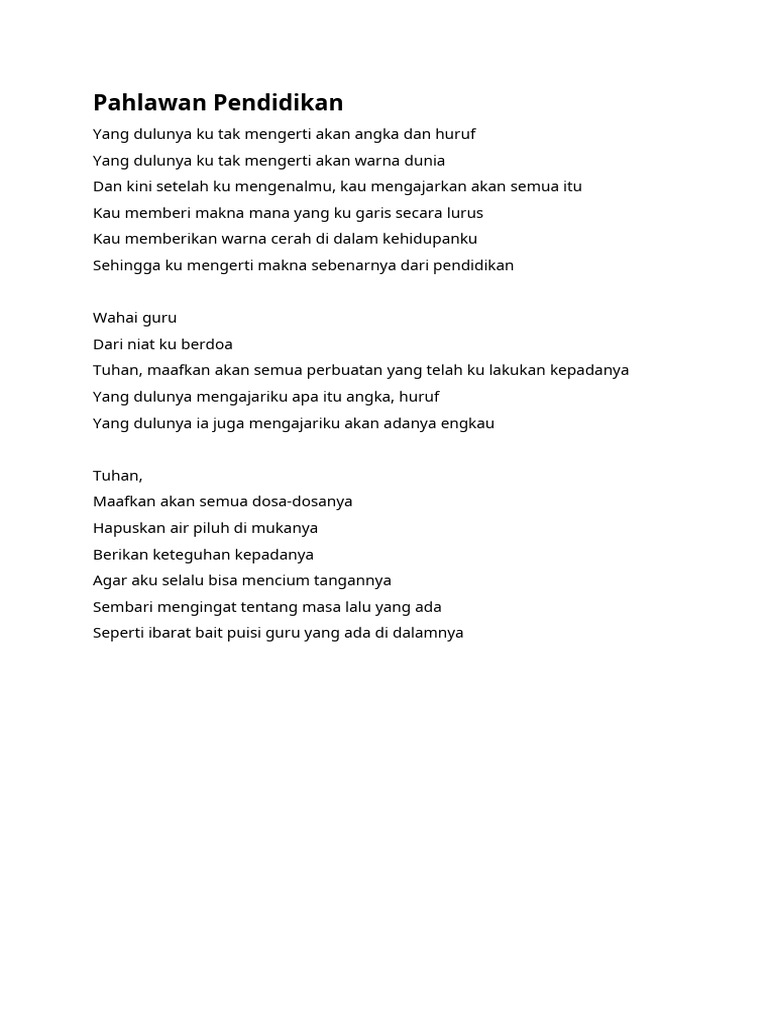 Sajak Hari Guru | PDF