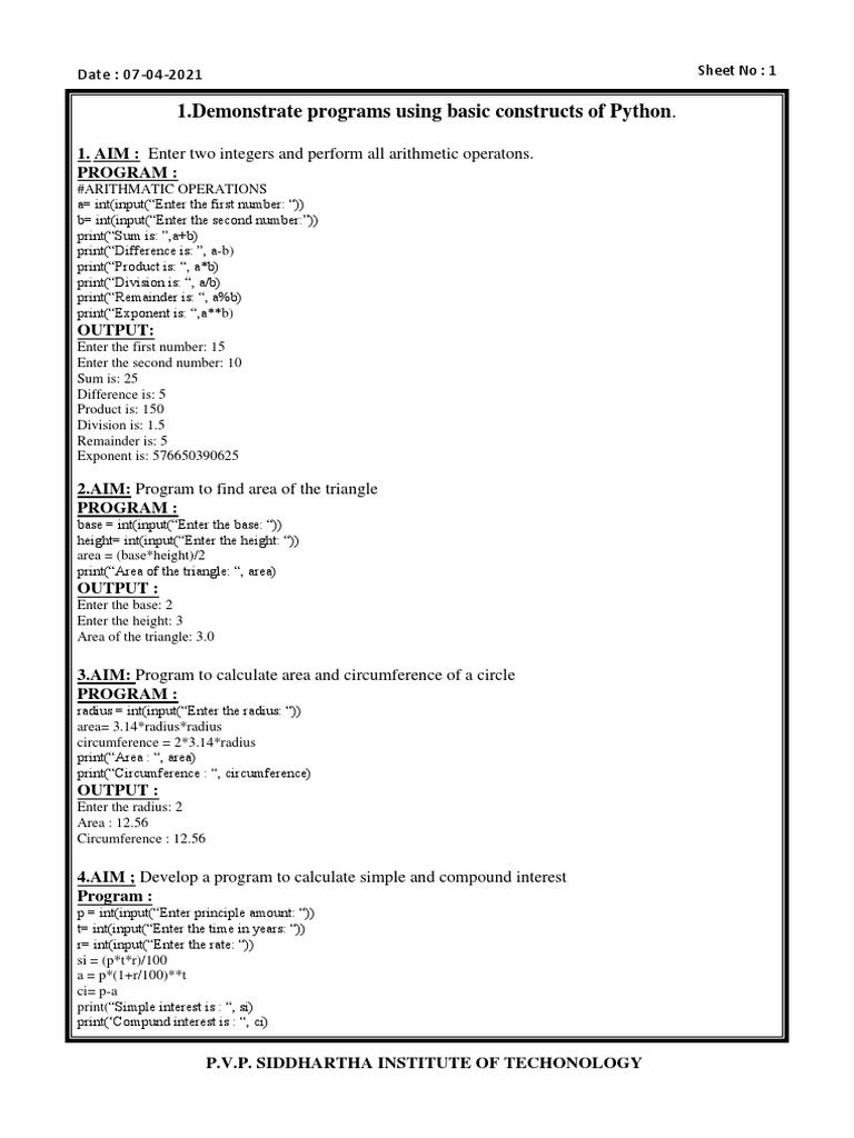 PYTHON RECORD Pvpsit | PDF | Area | Prime Number PYTHON RECORD Pvpsit | PDF | Area | Prime Number