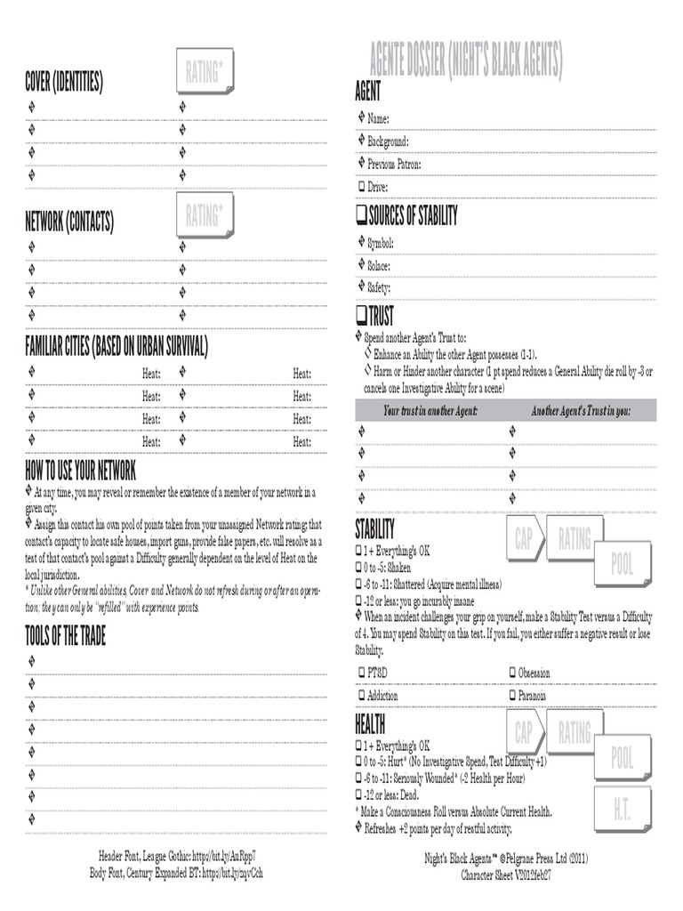 Nights Black Agents Character Booklet2 | PDF