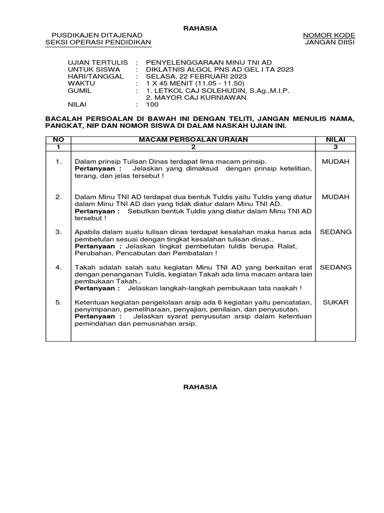 Evaluasi Gar Minu - Yulitawati Amd. Kep - Nosis 2342417 - Kelas e | PDF