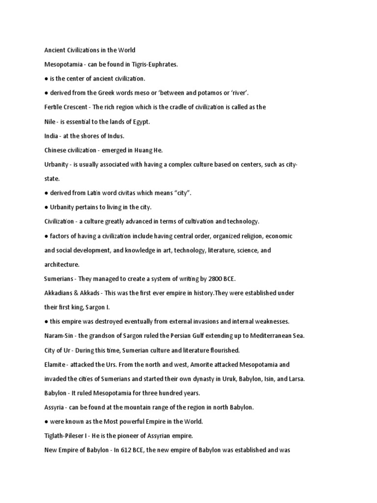 Ancient Civilizations in The World | PDF