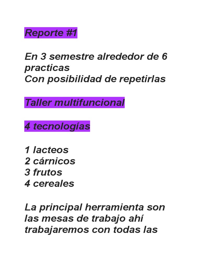 REPORTE Taller de Alimentos | PDF | Cocina, comidas y vino