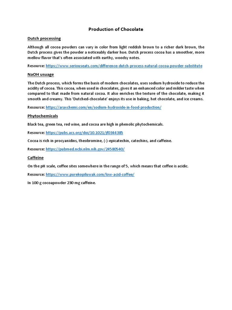 Production of Chocolate | PDF