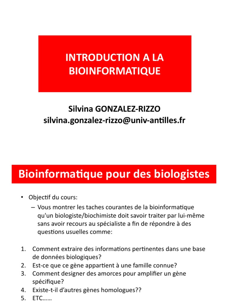 Introduction à la bioinformatique | PDF | Bio-informatique | Séquençage ...