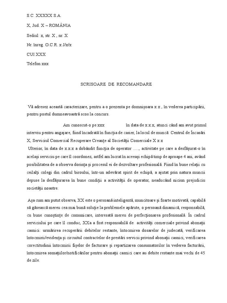 Scrisoare de Recomandare | PDF