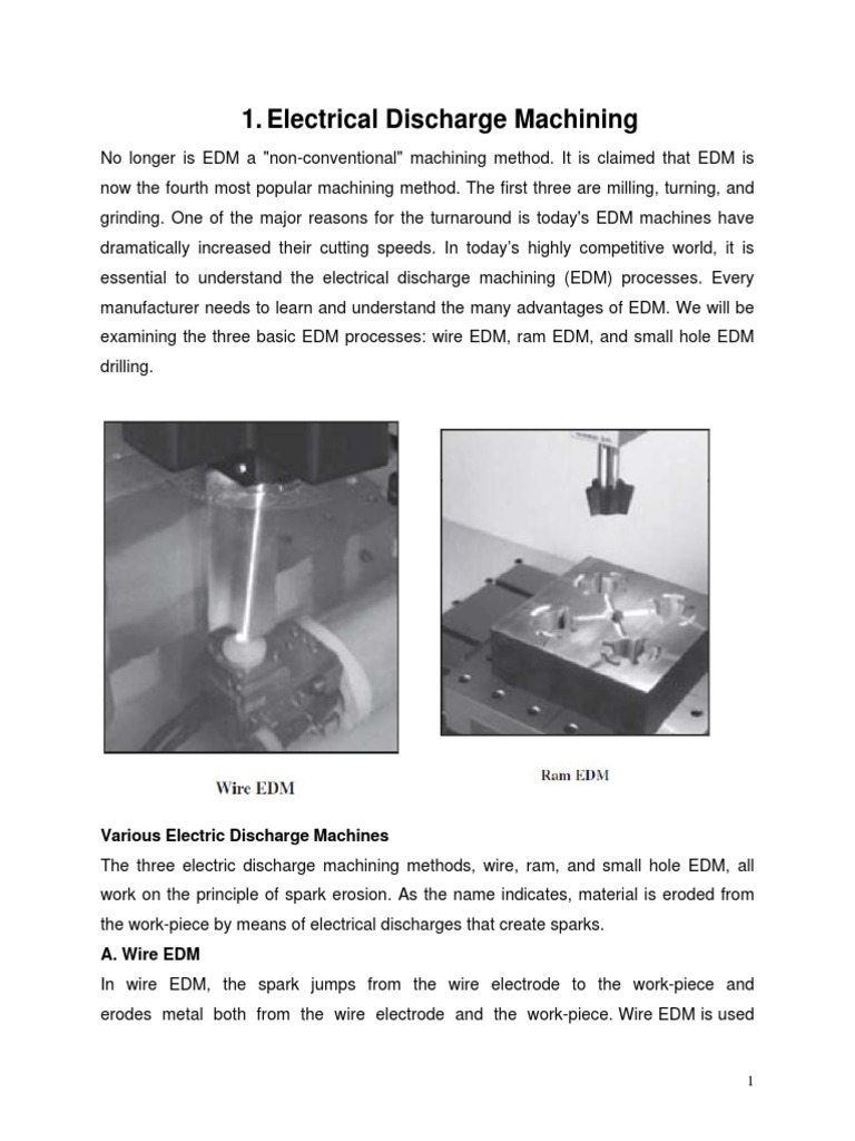 Electrical Discharge Machining: Various Electric Discharge Machines ...