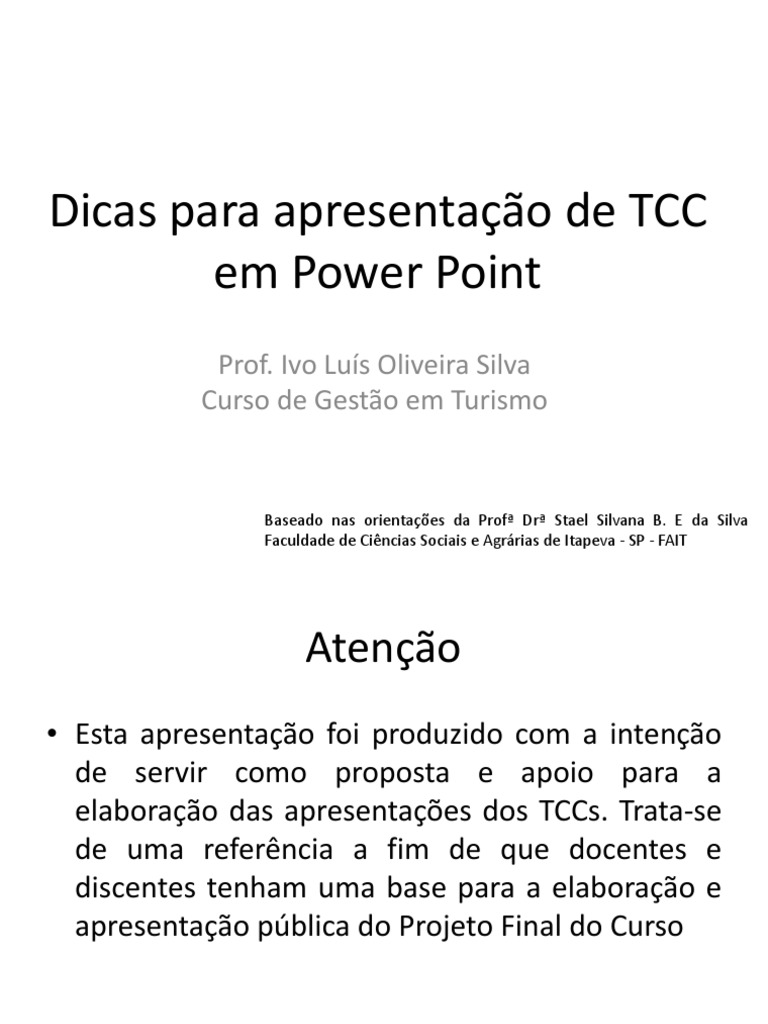 Dicas para Apresentação de TCC em Power Point | PDF | Método científico ...