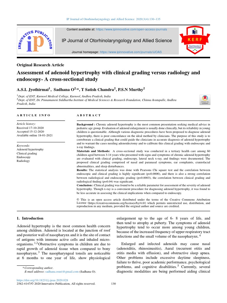 Grading Adenoid Hypertrophy in Children | PDF | Science & Mathematics