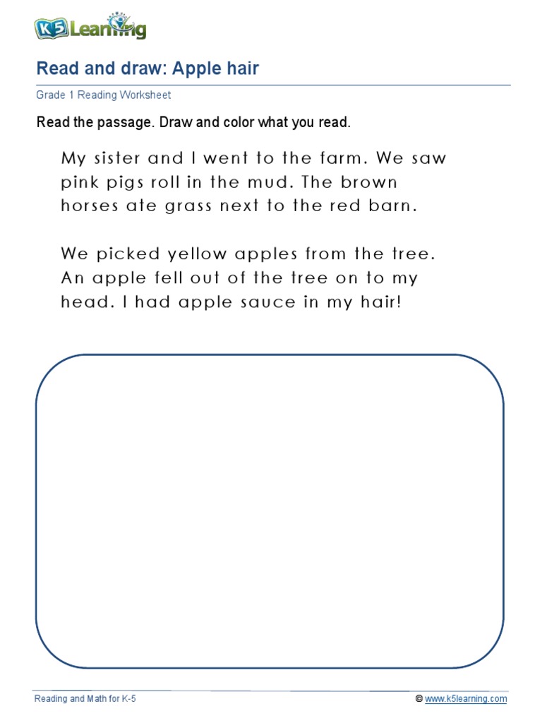 Grade 1 Read and Draw: Apple Hair | PDF