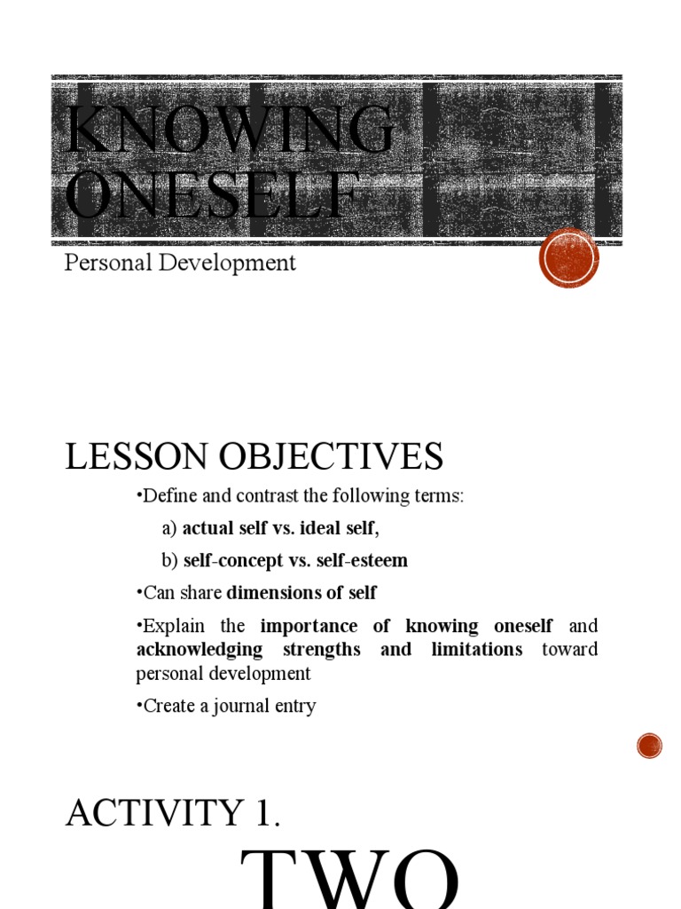 Lesson 1 Knowing Oneself Download Free Pdf Self Concept Thought