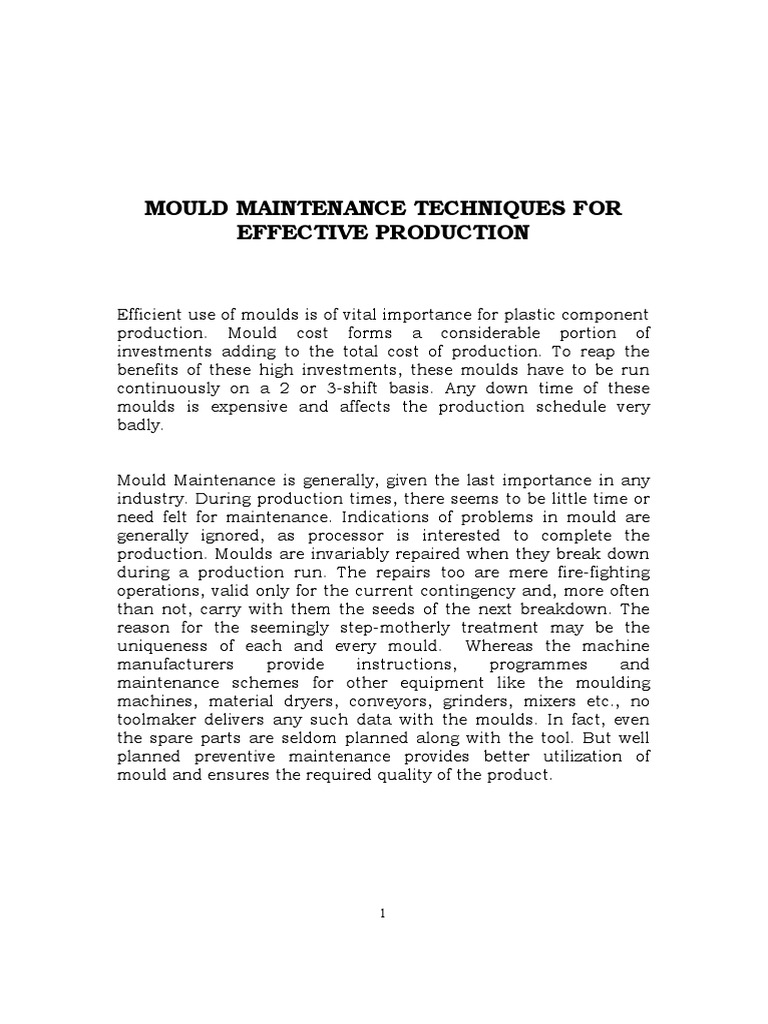 Mould Maintenance | PDF | Welding | Construction