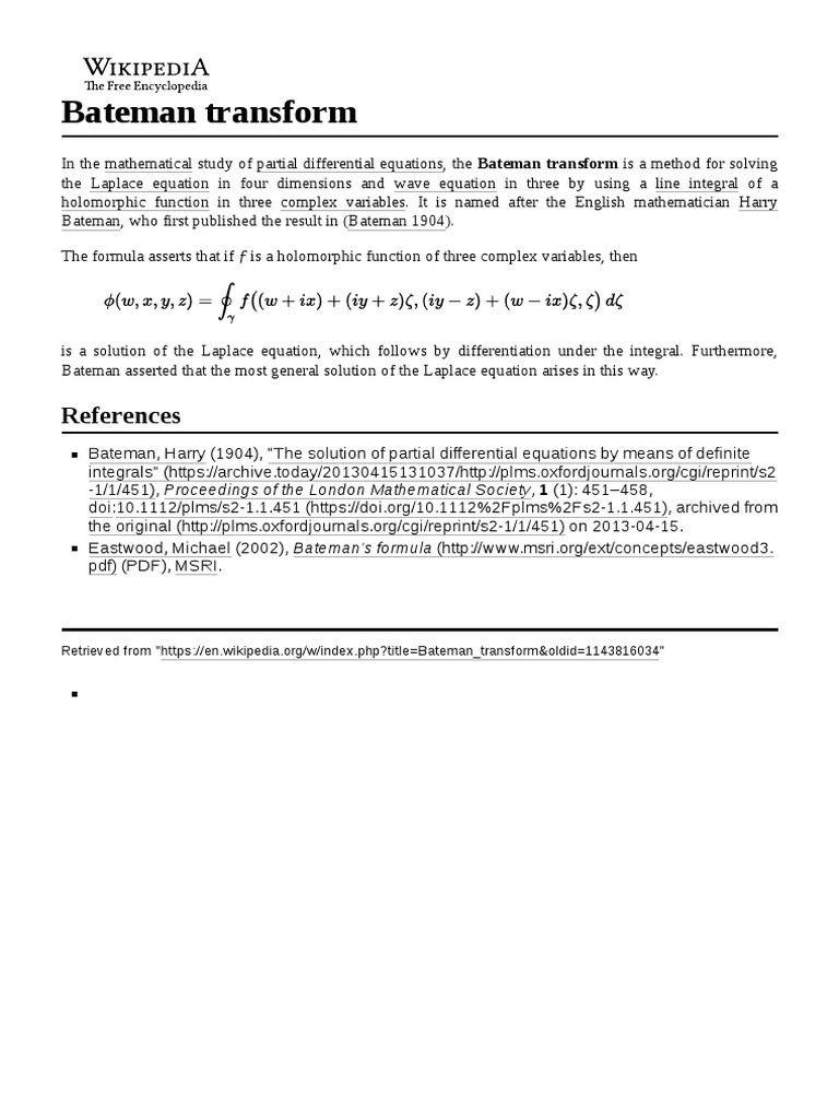 Bateman Transform | PDF