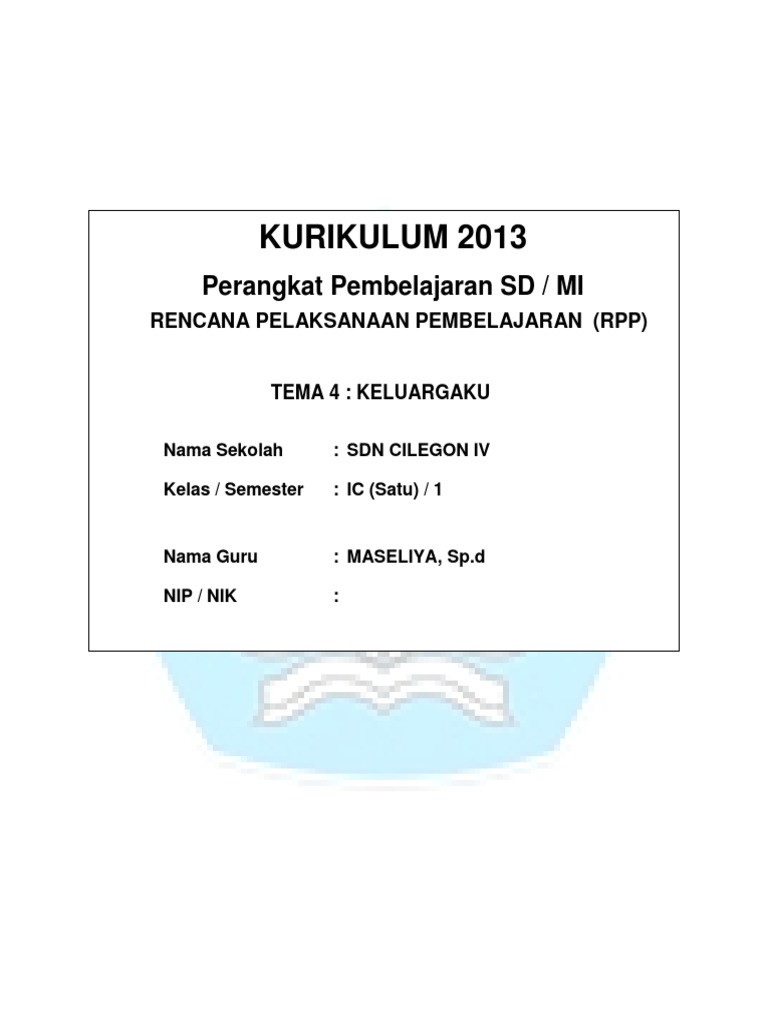 RPP Kelas IC Tema 4 Keluargaku | PDF