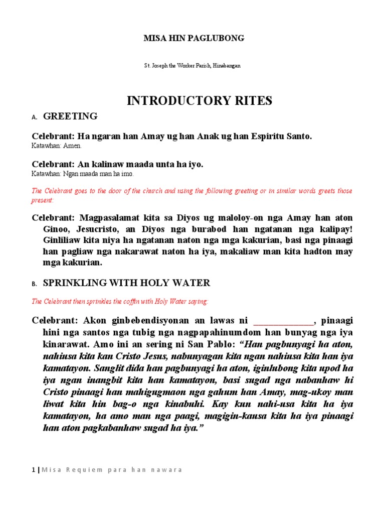 Funeral Rite For Priest | PDF