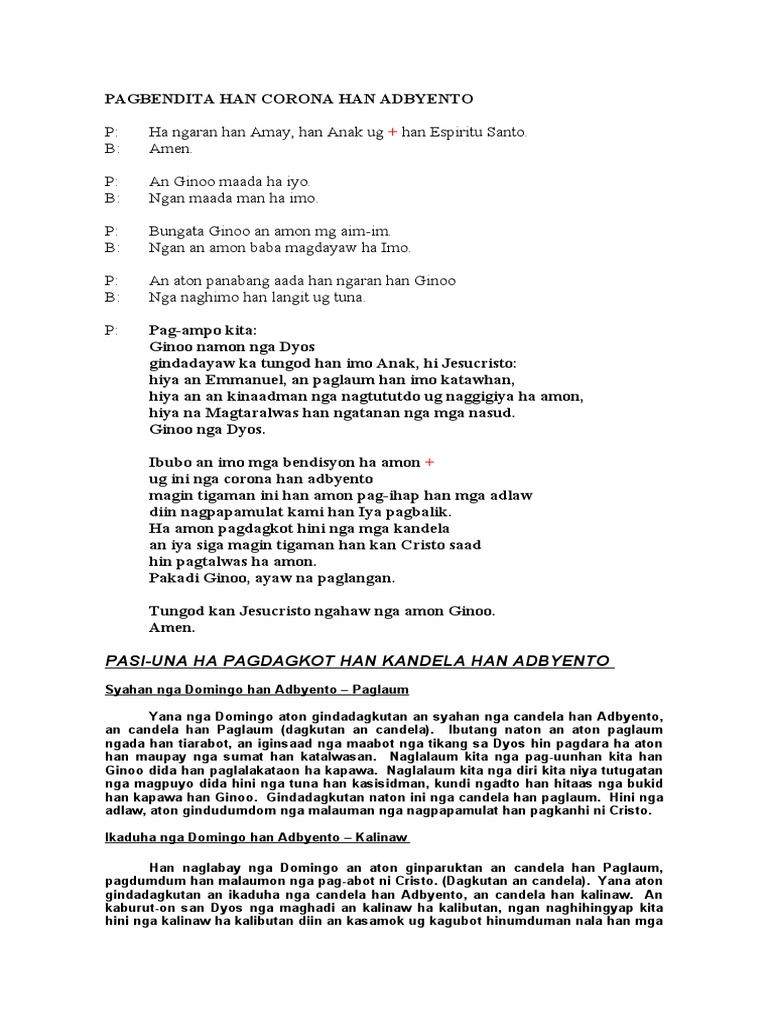 BLESSING OF AN ADVENT WREATH Binisaya | PDF