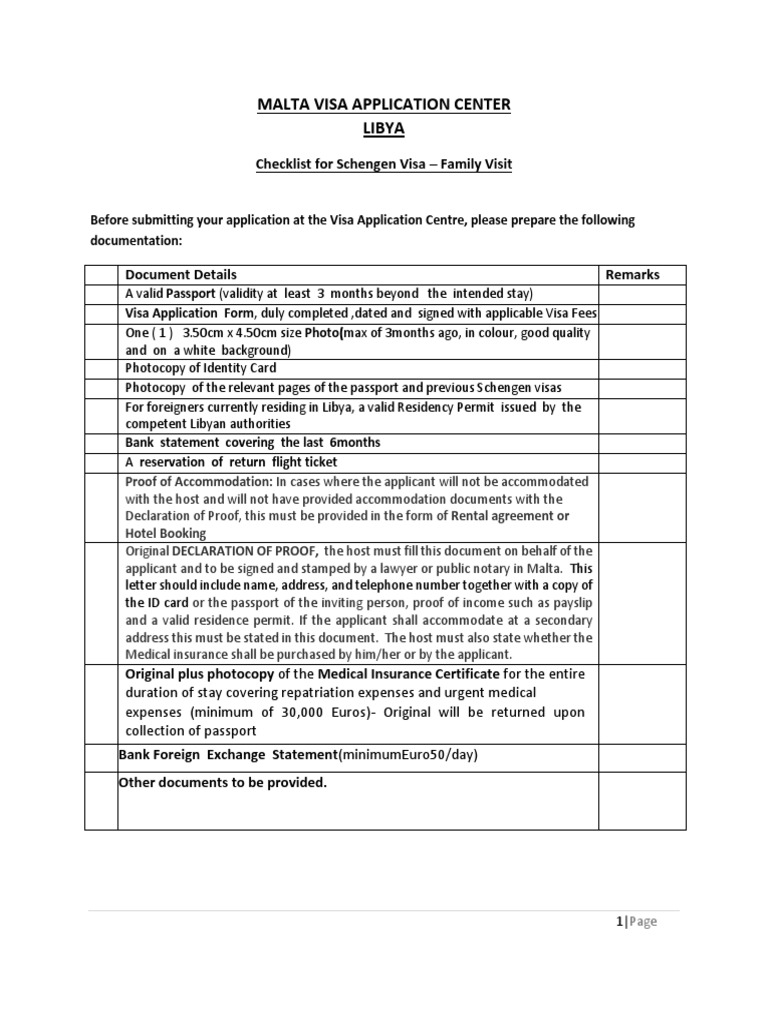 Malta Visa Application Requirement | PDF | Travel Visa | Identity Document