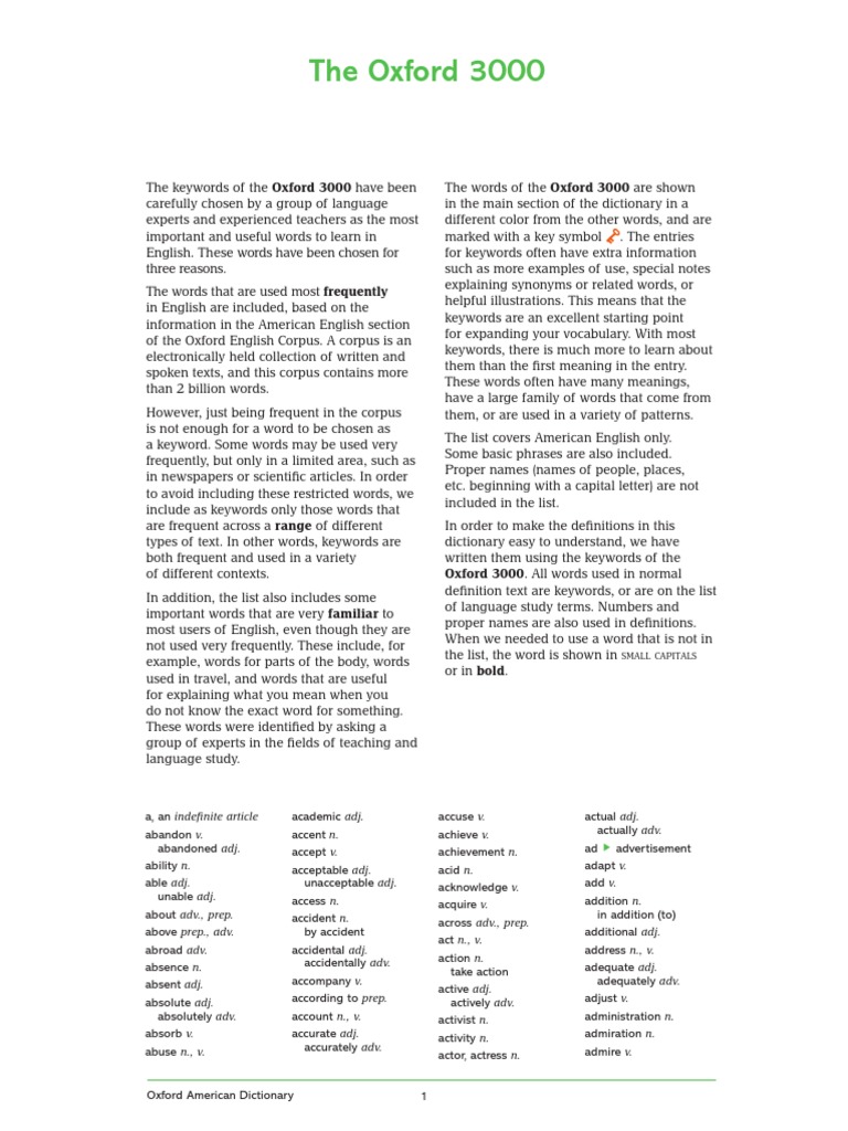 Oxford 3000 Word List Overview | PDF | English Language | Reserved Word