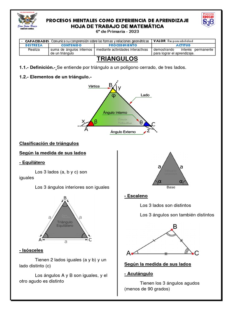 Hoja de Trabajo Act.17 Triangulos | PDF | Triángulo | Ángulo