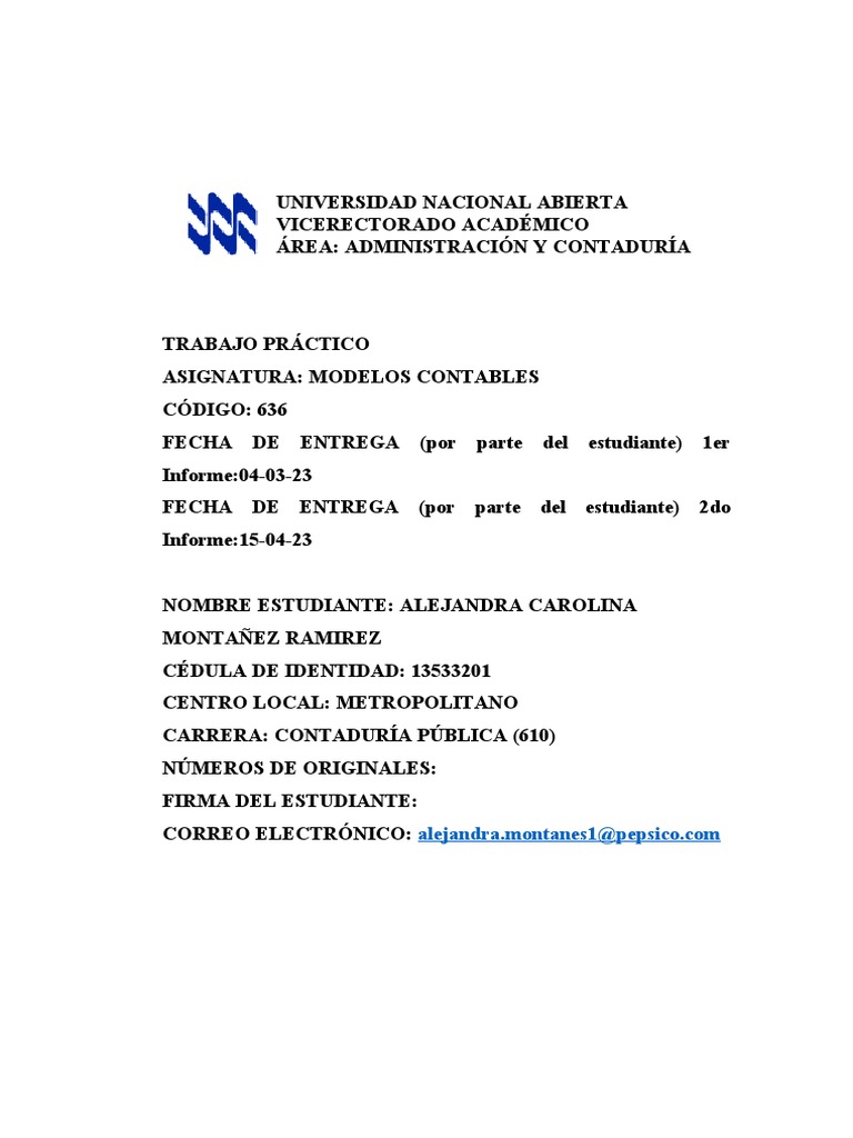 TPS - 636 Modelos Contables - Informe | PDF