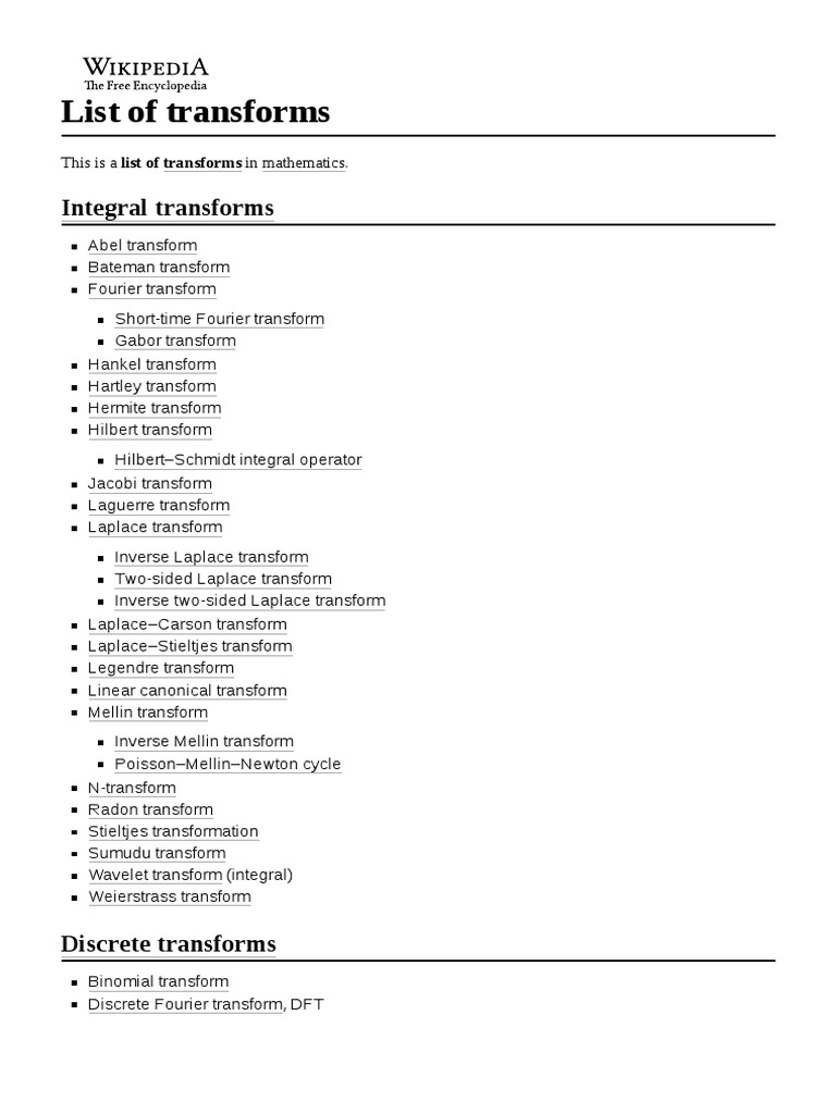 List of Transforms | PDF