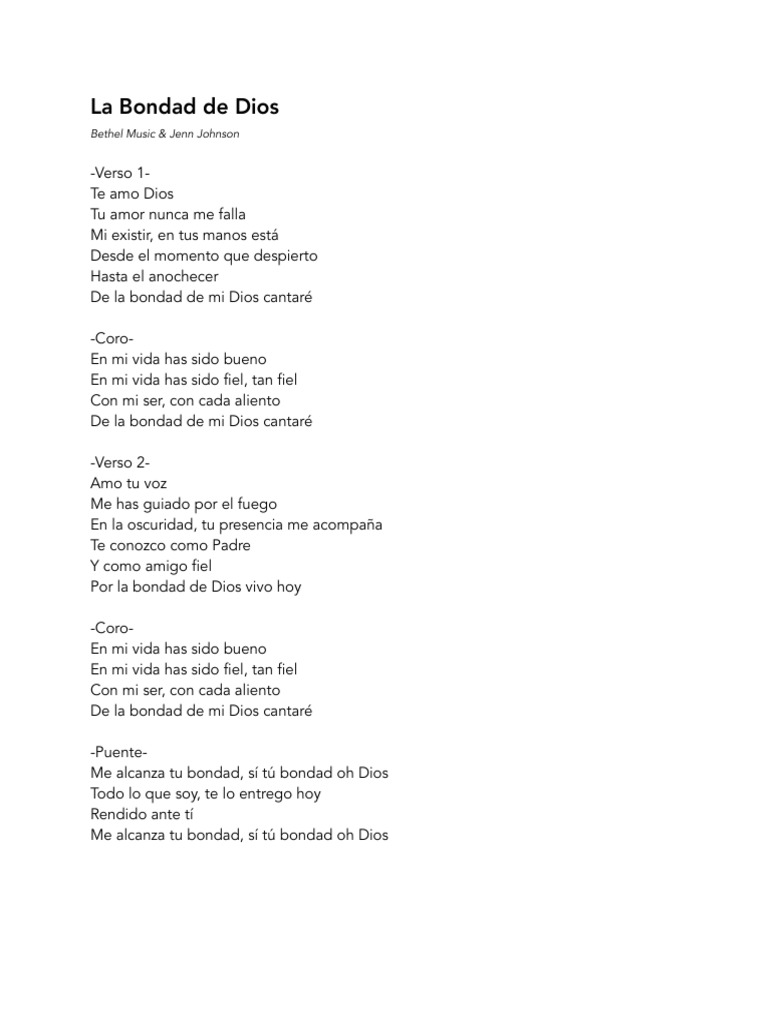 La Bondad de Dios - Letra | PDF