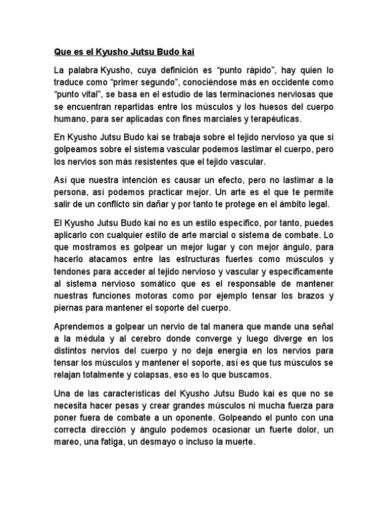 Que Es El Kyusho Jutsu Budo Kai | PDF
